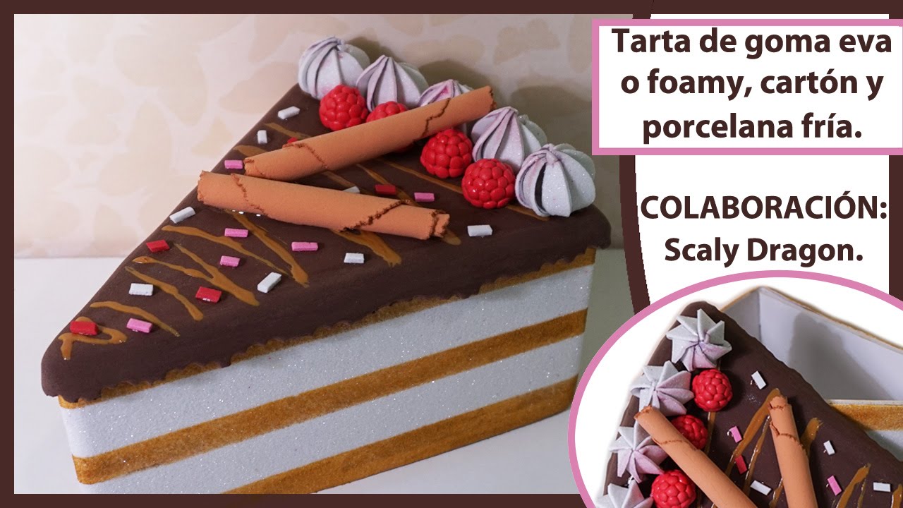 CAJA TARTA O PASTEL DE GOMA EVA O FOAMY Y PORCELANA FRÍA. JOYERO O DULCERO. Colaboración.