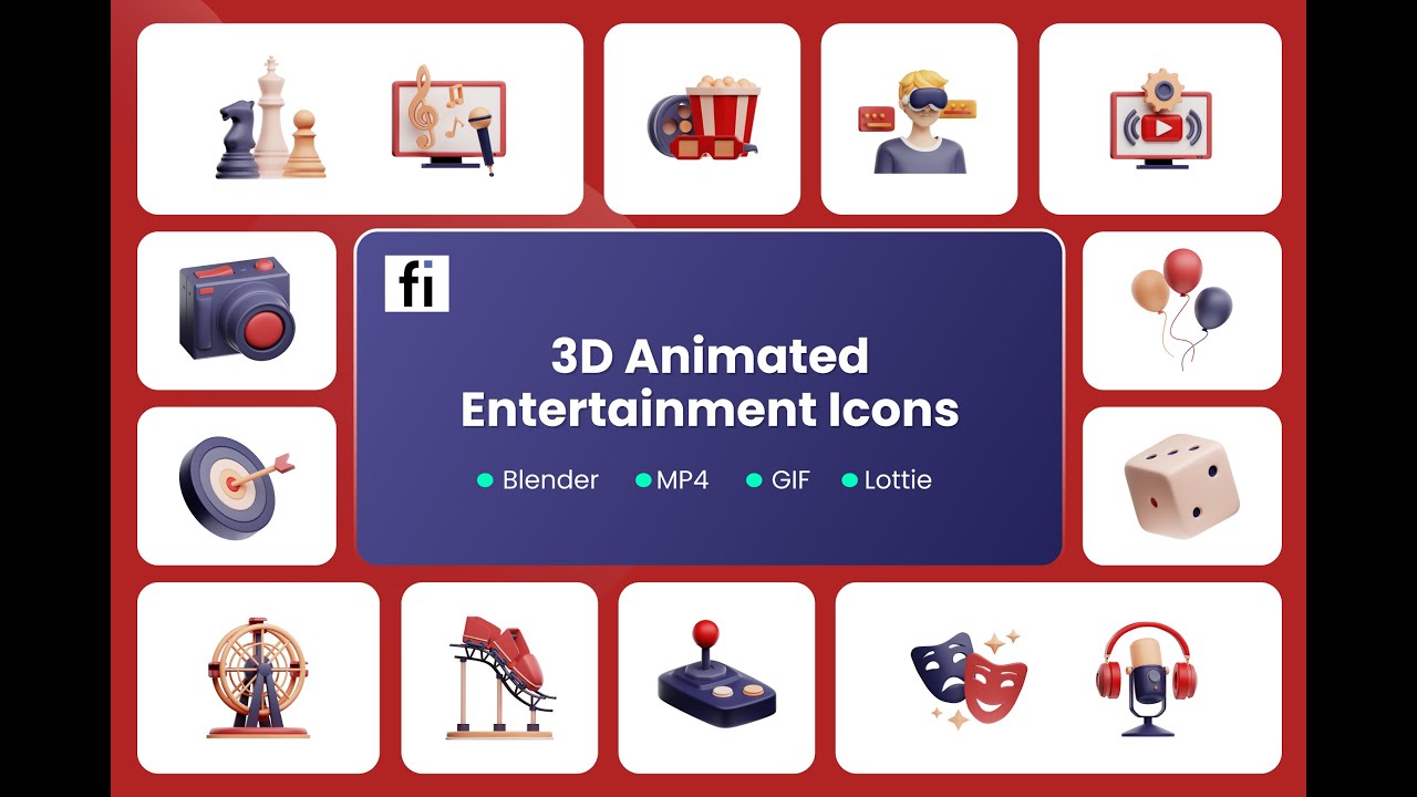 3D Animated Recreation Icon Set