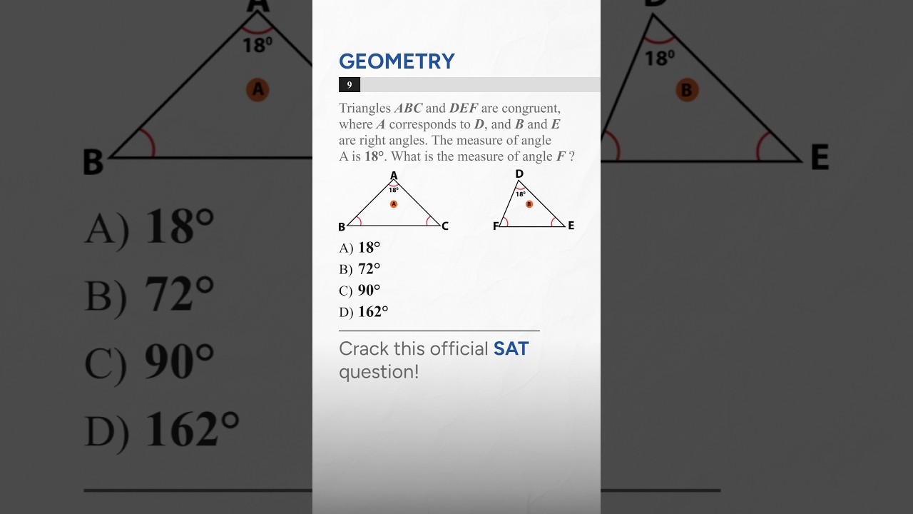 Can You Solve This SAT Math Geometry Angle Question? #satmath #satprep #shorts
