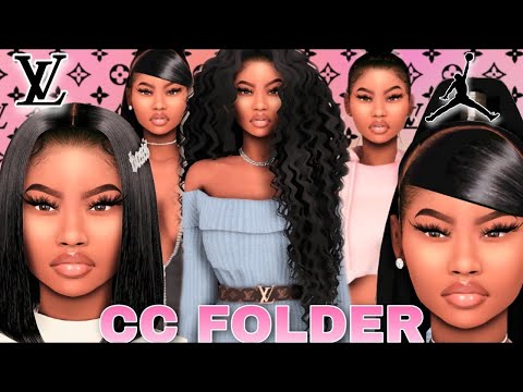 ✨ URBAN BLACK GIRL CC FOLDER & SIM DOWNLOAD | HAIR, EDGES, LV+MORE!! | SIMS 4 LOOKBOOK