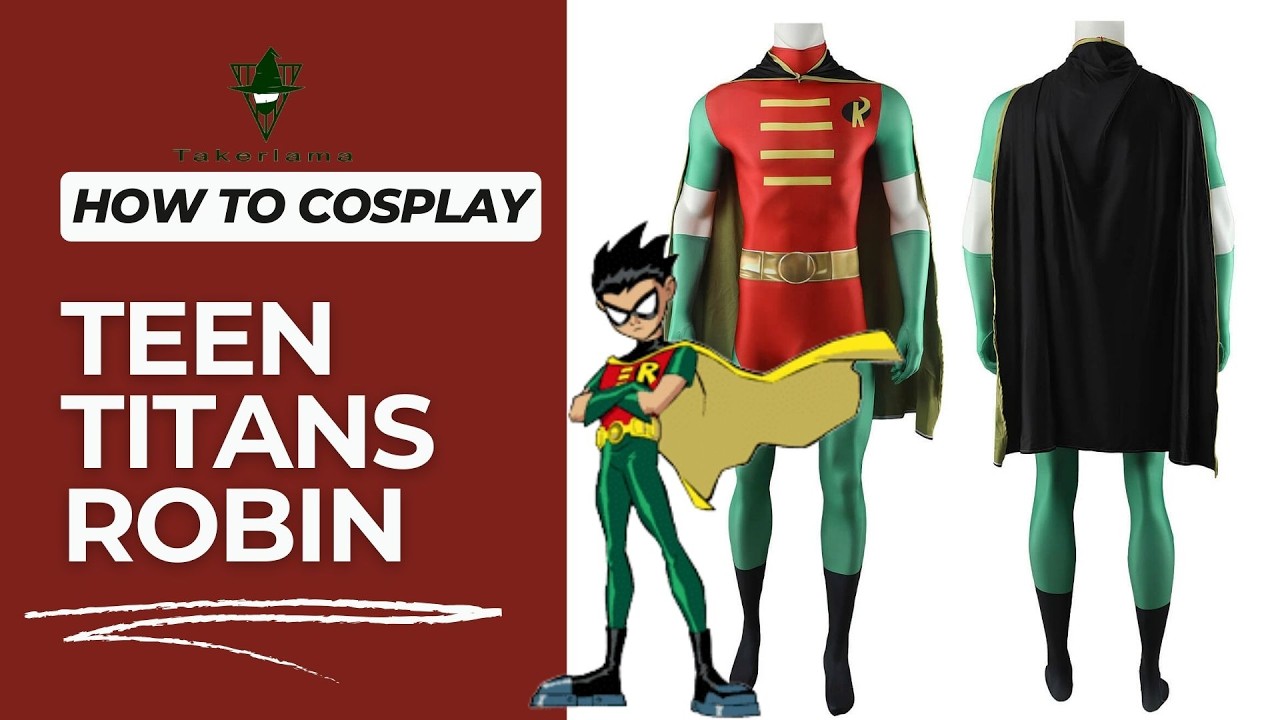 Teen Titans Robin Cosplay Costume Superhero Tim Drake Jumpsuit Cape Gloves Adults Kids #Takerlama