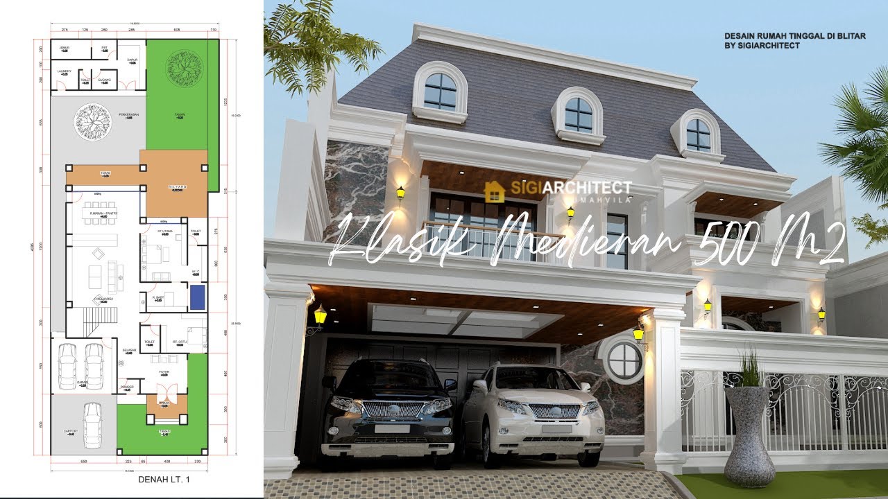 Desain Rumah 2 Lantai Klasik Mediteran 500 M2@2025 | SIGIARCHITECT Jasa Arsitek Rumah Mewah
