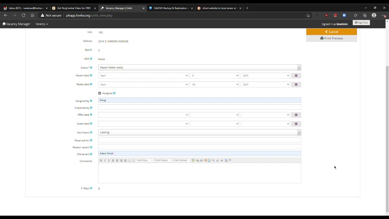 Vacancy Manager Quick Start Guide