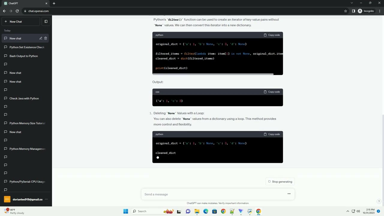 Delete None values from Python dict
