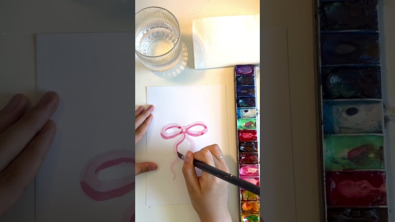 Let’s paint bows 🎀 #art #watercolor #ribbon #coquette #painting #inspiration #shorts