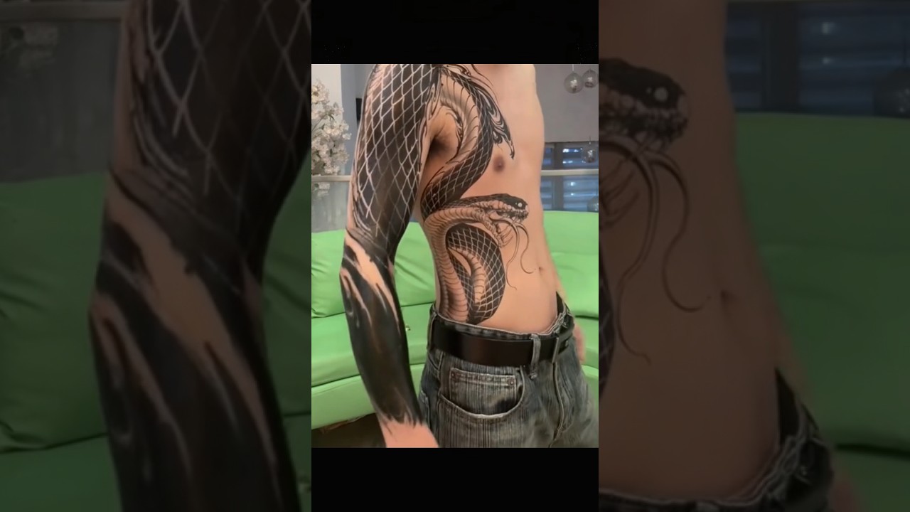 Half body Tattoo Snake #tattoo #tattooideas #tattoos #tattoostickers