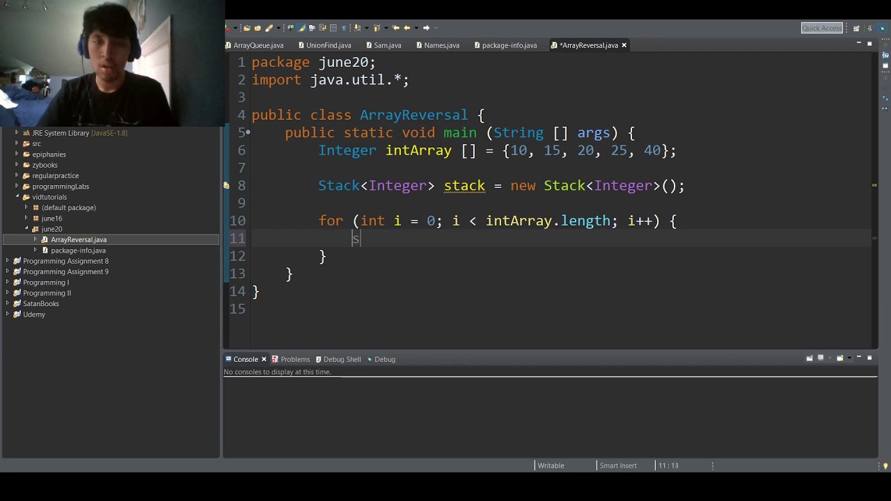How to Reverse an Array with a Stack - Java Programming Tutorial