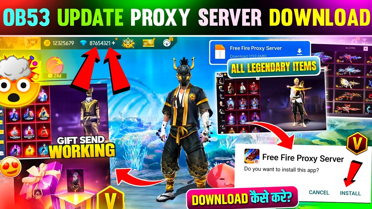 HOW TO DOWNLOAD PROXY SERVER IN FREE FIRE, HOW TO USE PROXY SERVER IN FREE FIRE, VIP PROXY SERVER