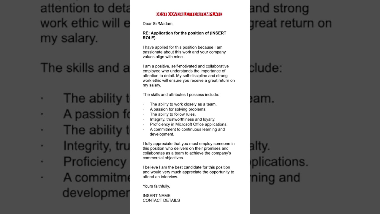 The PERFECT COVER LETTER Example for 2025! GET HIRED FAST! #coverletter #hiringmanager