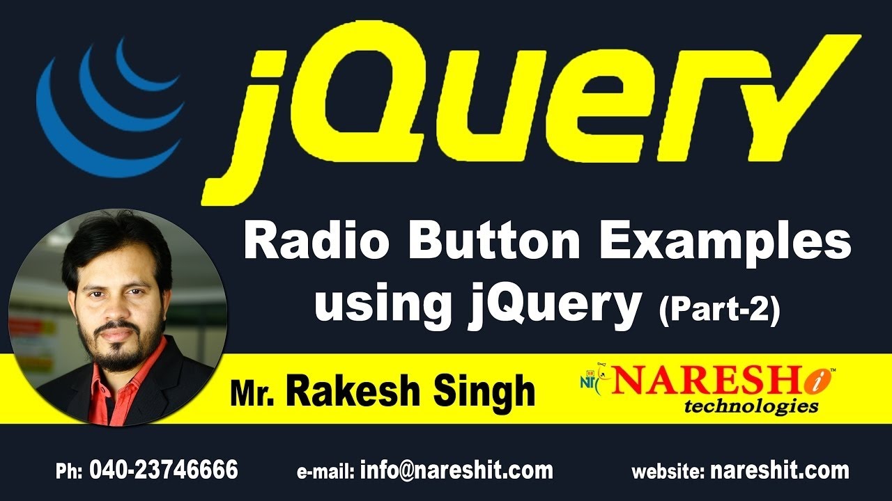 Radio Button Examples using jQuery Part 2 | jQuery Tutorial | Naresh IT