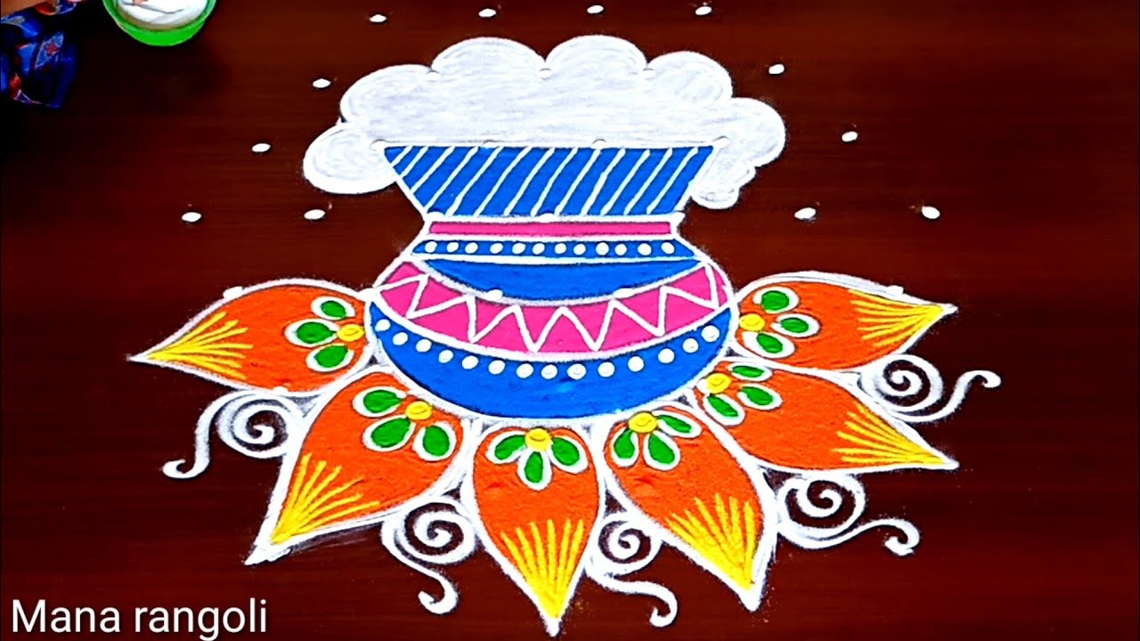Pongal Special New Kolam Rangoli Designs Pot Rangoli Design - Blouse ...