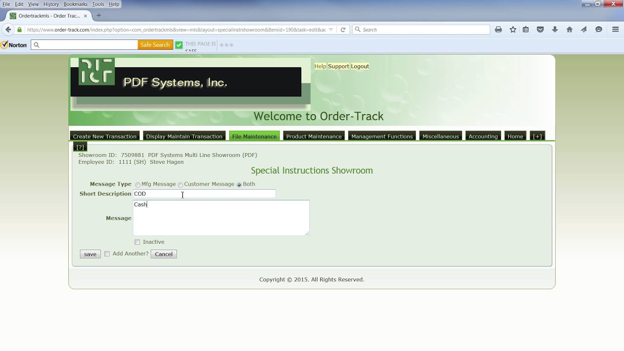 Start Up   Video 9   Special Instruction Showroom