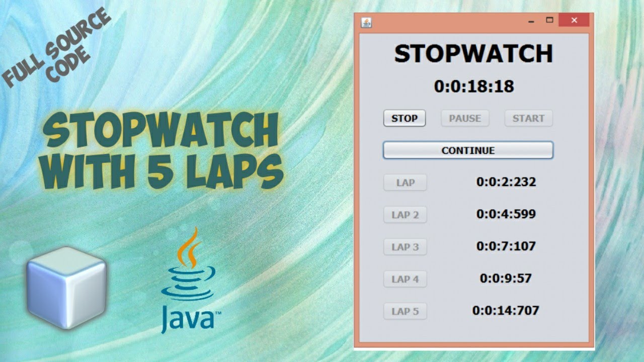 Stopwatch With 5 Laps in Java