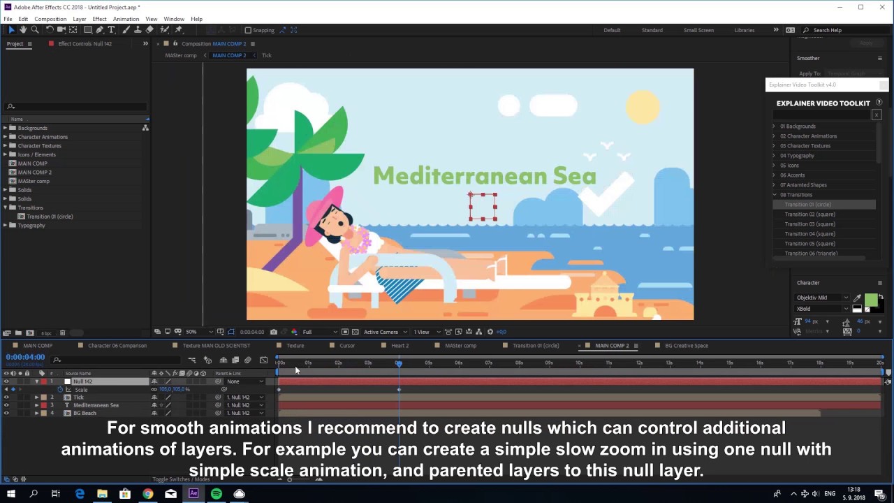 2 Compositng Scene, Using Animation Presets, Using Transitions