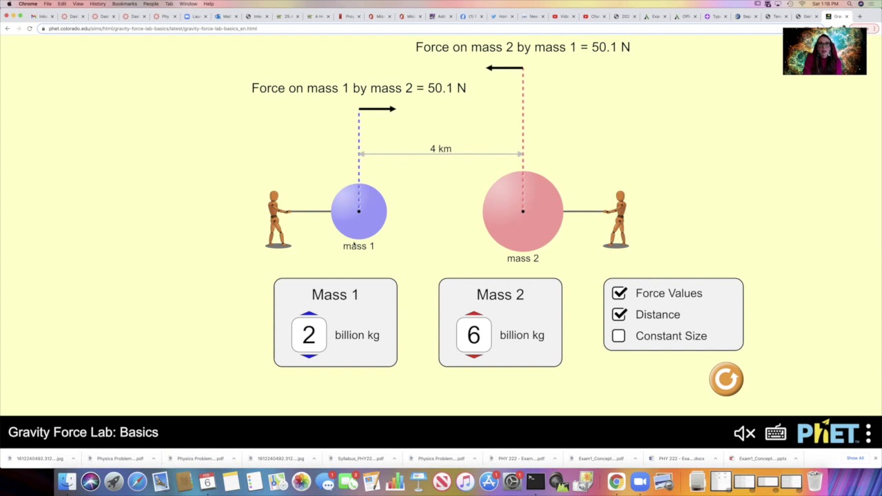 PHY 105 - PhET Gravitational Force Example