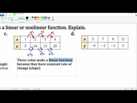 Chapter 3 #2 Determine if a graph is Linear or a nonlinear Function