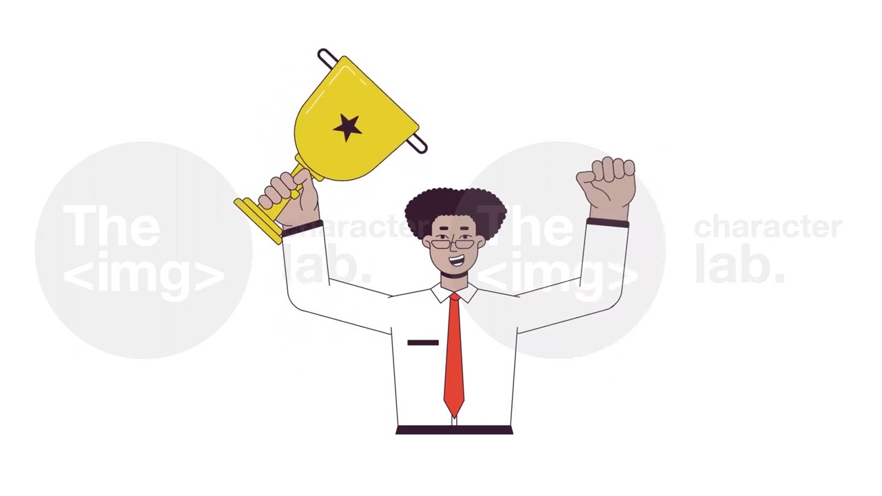 Celebrating achievements businessman line 2D character animation
