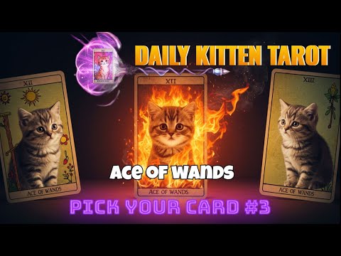 Pick a Kitten Card : Ace of wands #3 Daily tarot π»πΌπ±Your Passion Project's ready to launch