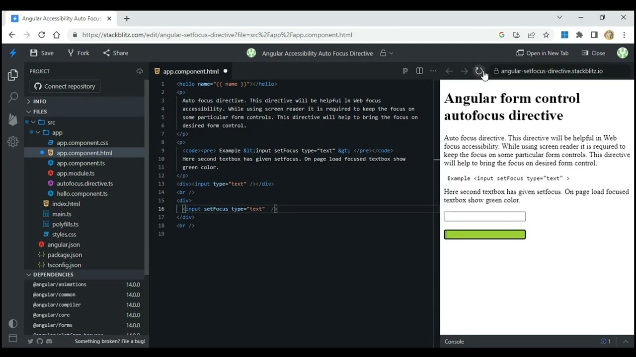Angular directive for auto focus form control @10of10