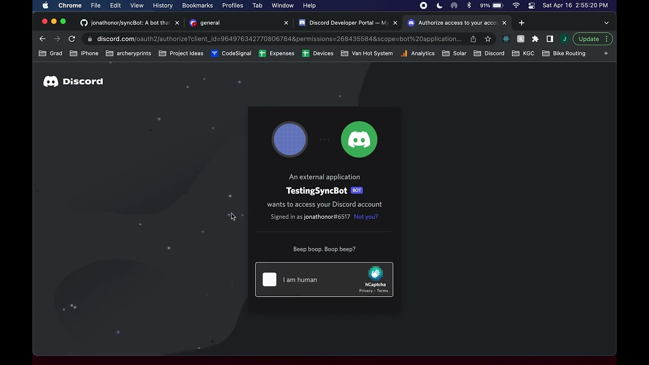 Discord Bot - Setting up Self Hosted SyncBot