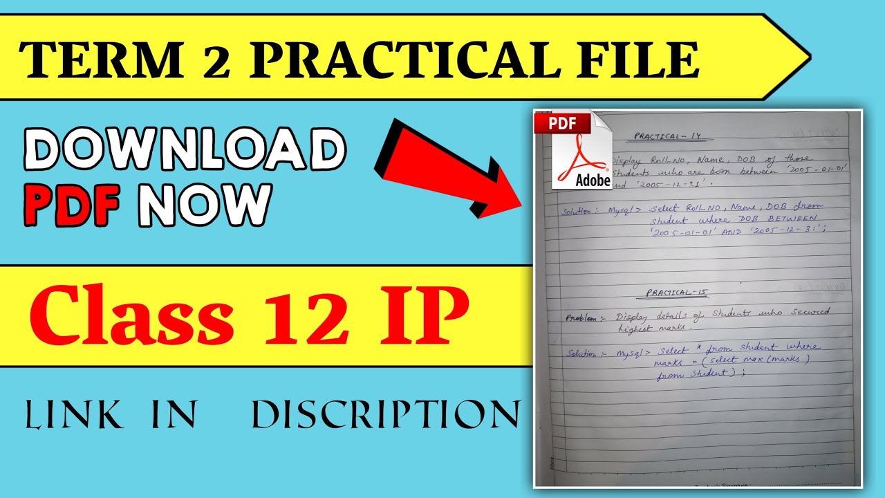 Class 12 Term 2 Practical File | Informatics Practices class 12 Term 2 Practical File for 2021-22