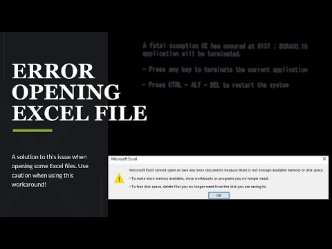 Microsoft Excel Memory or Disk Space Opening Error – The Solution ...