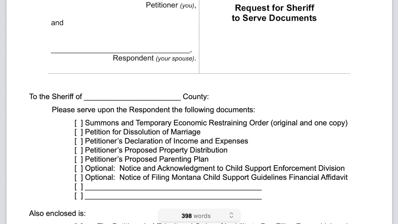 Sheriff's Service Request Form