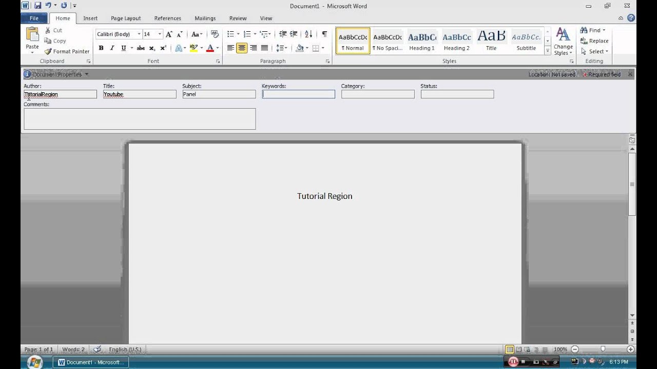 Adding/Editing Document Panel Properties.