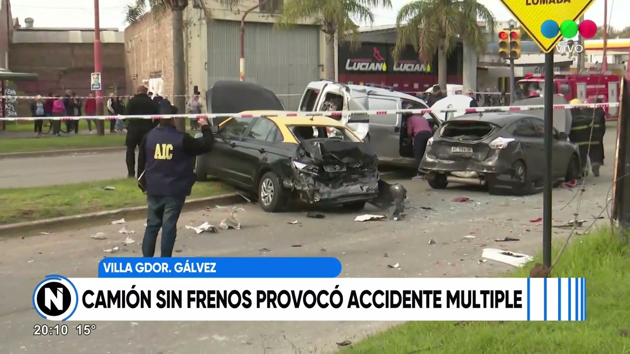Camión sin frenos provocó accidente múltiple