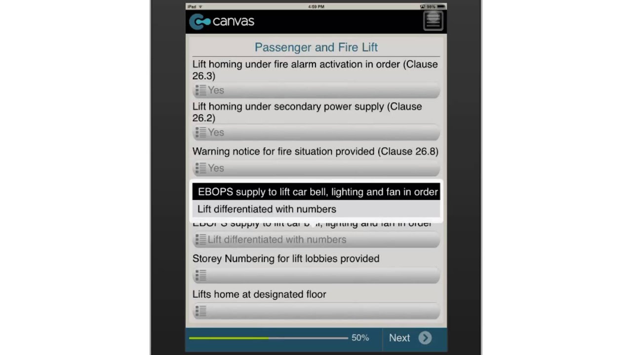Fire Protection Systems - Lift Inspection Checklist