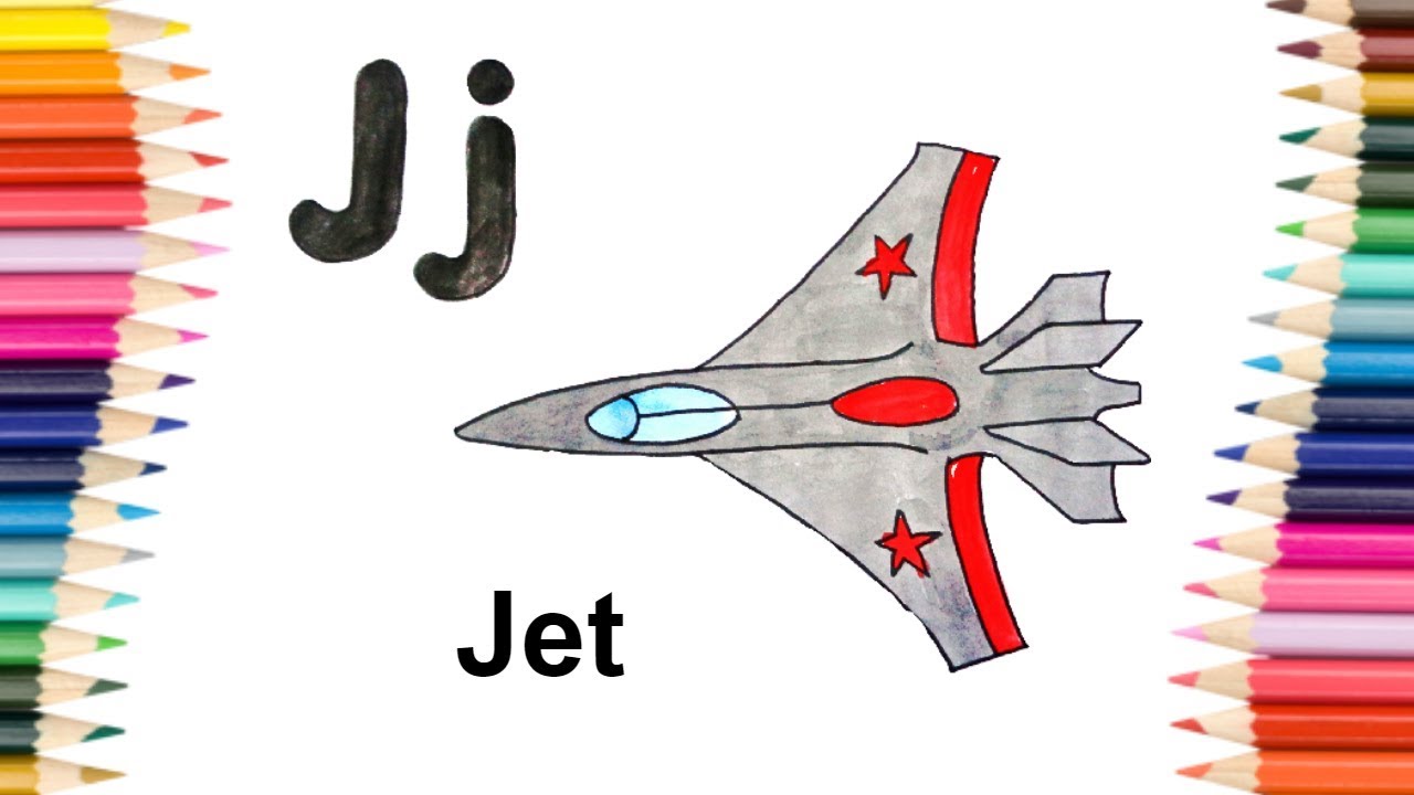 J for Jet Alphabet Drawing and Colouring page | Coloring Pages