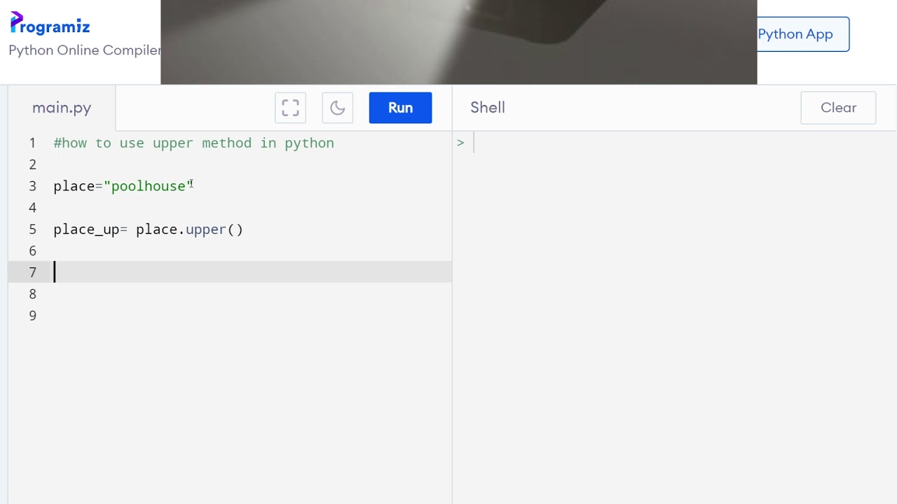 how to use upper method in python