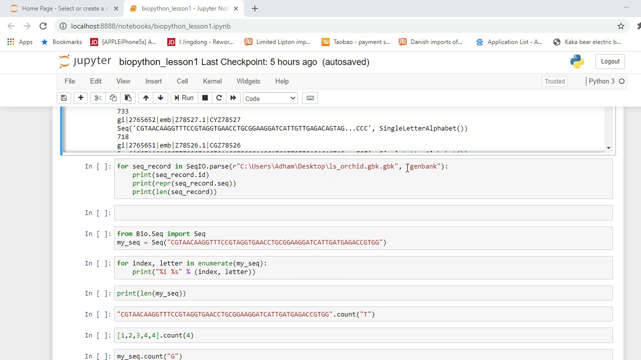 Biopython - Parsing and basic sequence editing -1
