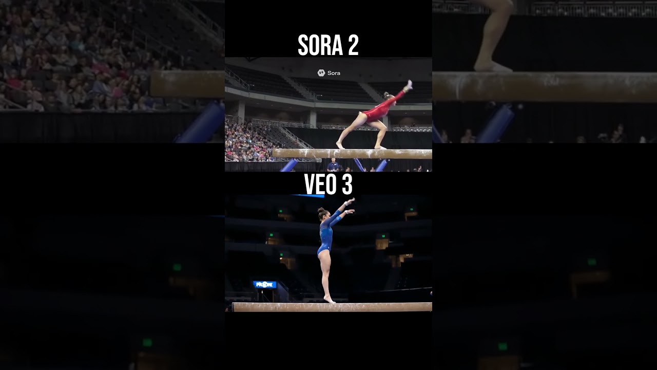 Sora 2 vs Veo 3 – Gymnast Example (AI Video Battle)