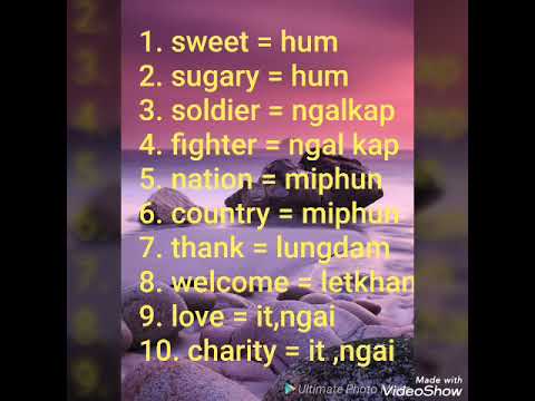 English vocabulary synonyms meaning translation in ngawn language lai han tiam tei ca
