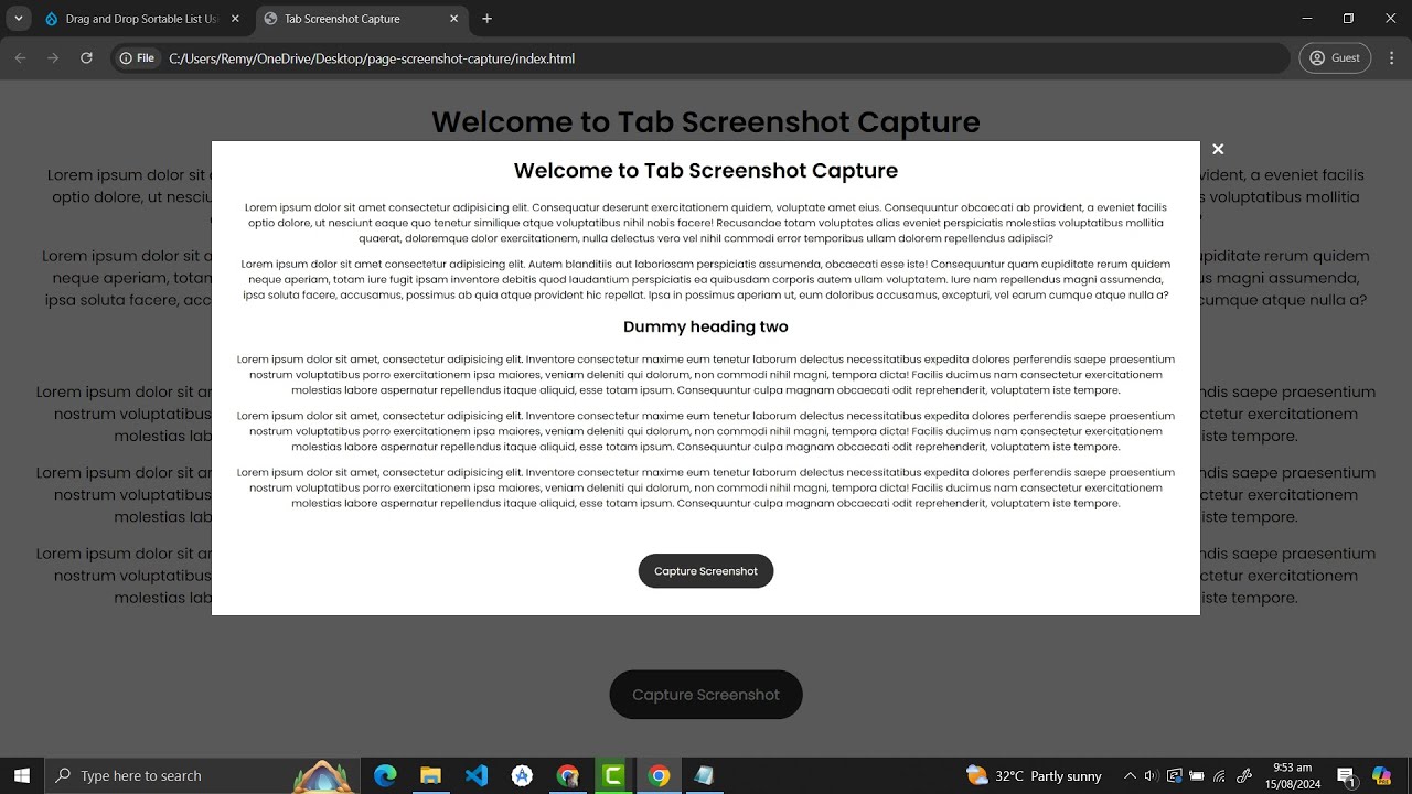 Tab Screenshot Capture Using HTML, CSS and JavaScript with Source Code