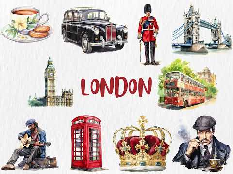 Watercolor London Clipart | Bing Ben, Buckingham Palace, London Eye, British Crown