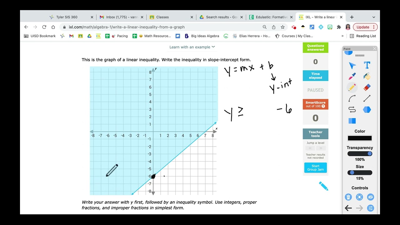 Algebra - Write a linear inequality from a graph