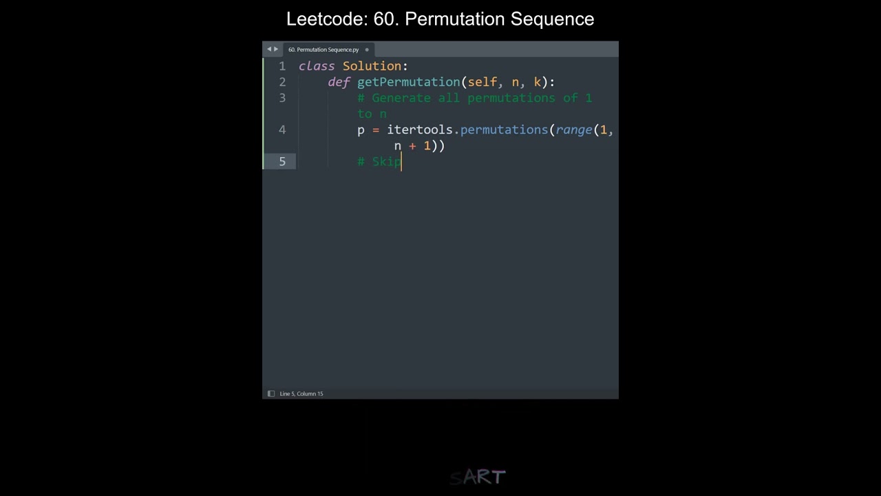 Leetcode 60. Permutation Sequence in Python | Python Leetcode | Python Coding Tutorial | Python ASMR