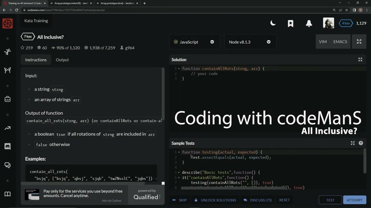 Codewars 7 kyu All Inclusive Javascript