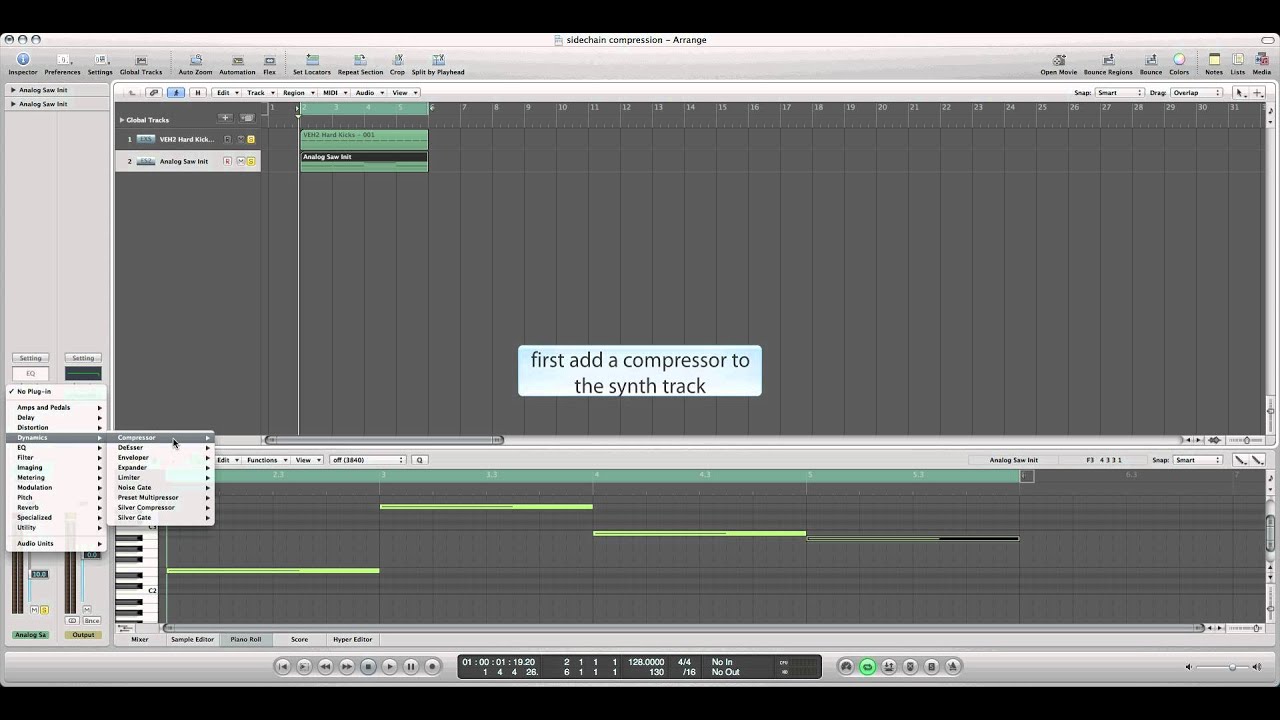 how to sidechain compress in logic 9 (tutorial)