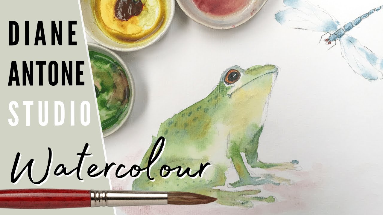 TREE FROG AND DRAGONFLY Watercolour Art Tutorial - Easy Step by Step Painting Lesson