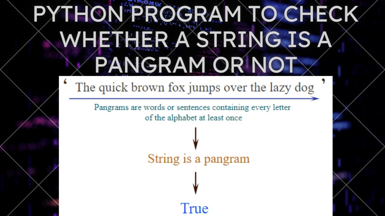 Python program to check whether a string is a Pangram or not | Python Program # 18