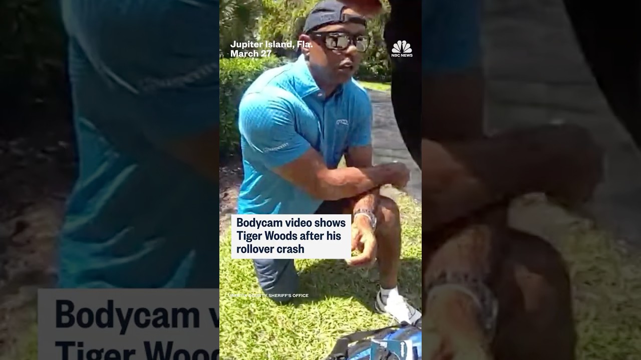 Bodycam video shows Tiger Woods after his rollover crash