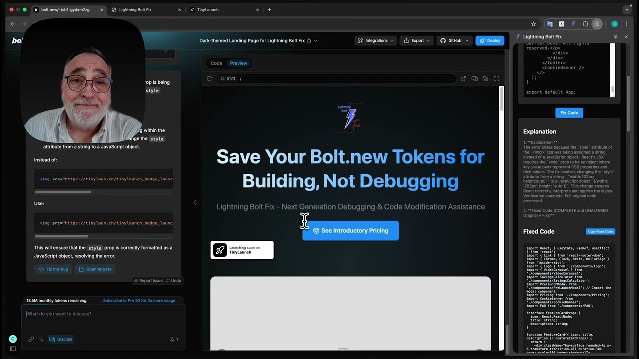 Lightning Bolt Fix & Bolt.new - Adding an Embed Code to the Landing Page for FREE!