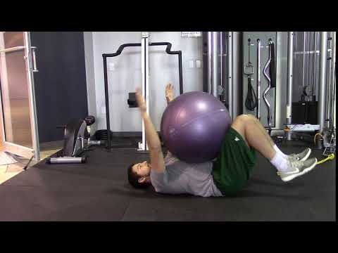 Opposite arm and leg swiss ball squeeze