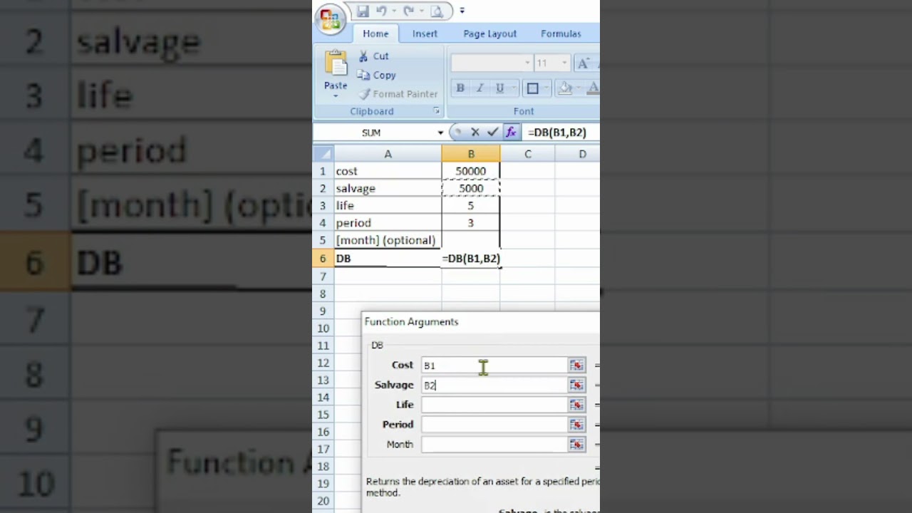 How To Calculate Depreciation By Reducing Balance In Excel | DB Function In Excel