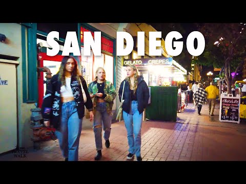 San Diego Nightlife in Downtown Gaslamp Quarter California 4k