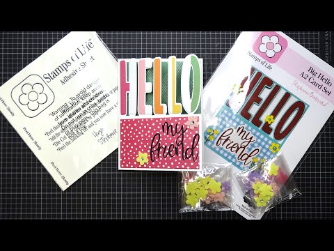 The Stamps of Life Big Hello A2 Card Set Review Tutorial! So Cute & Quick!
