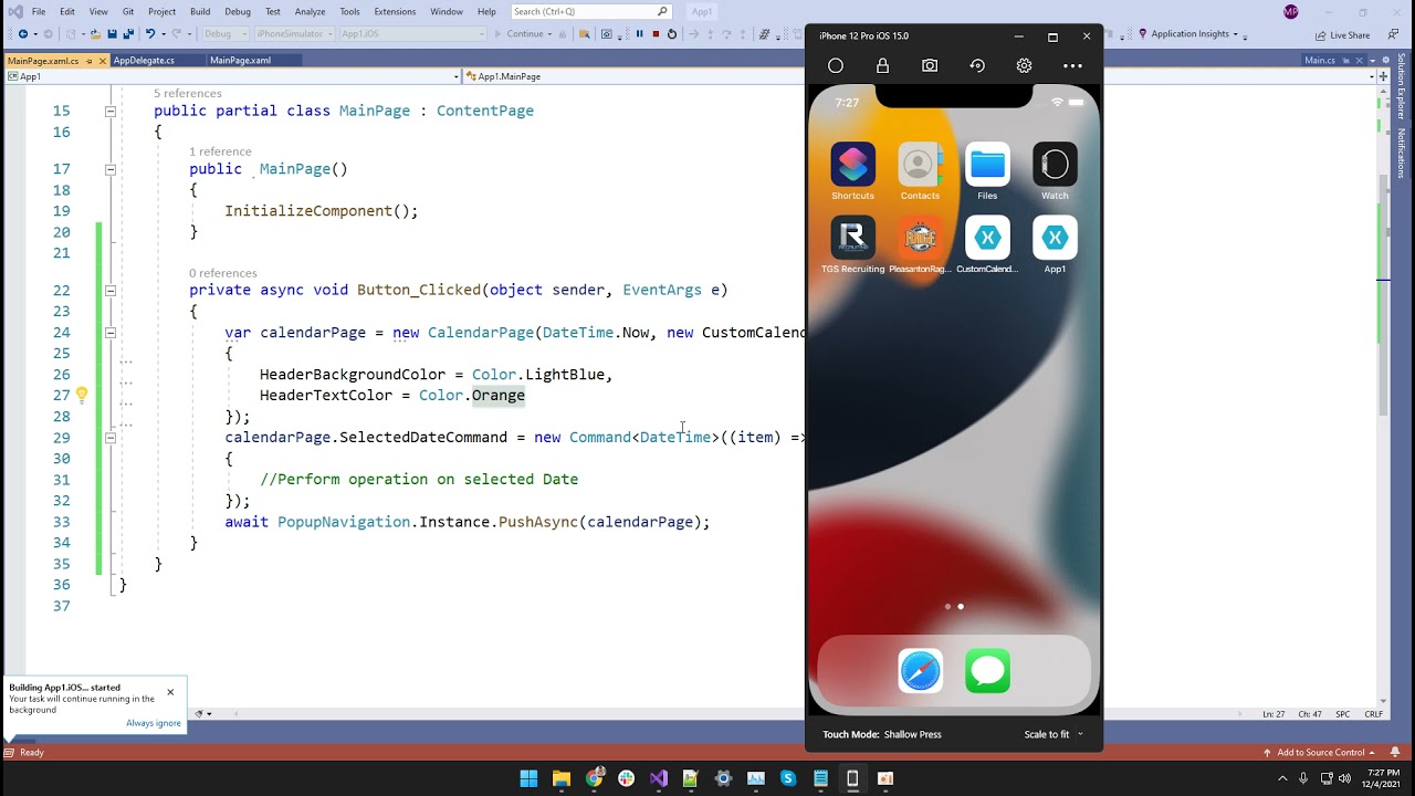 Xamarin Form Calendar Control UI Customization.